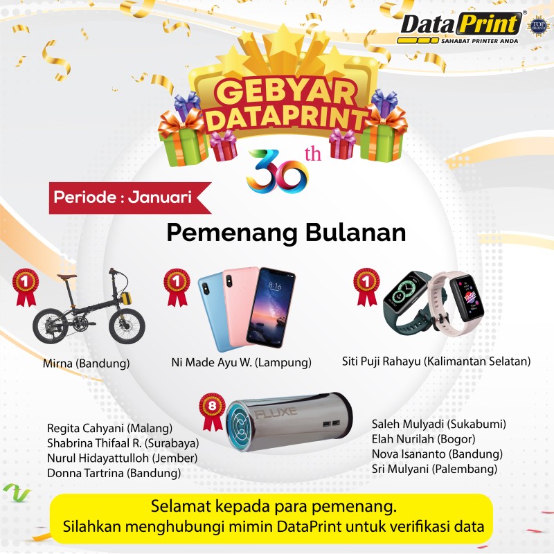 Pemenang Gebyar DataPrint Bulan Januari - DataPrint